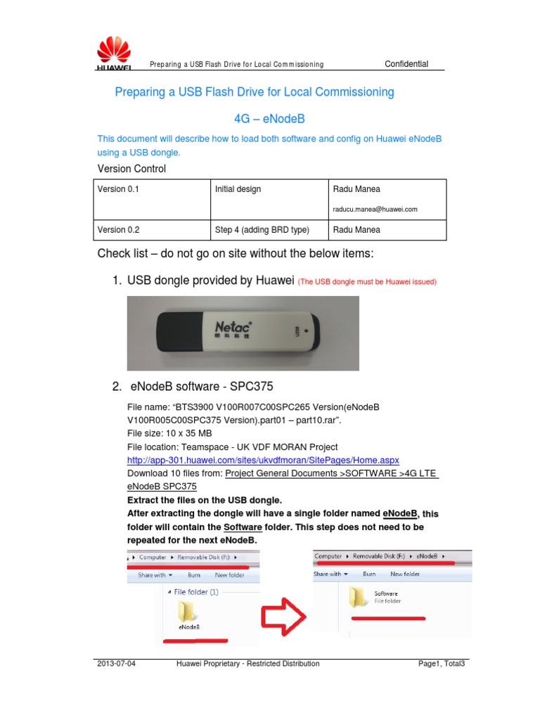 Preparing a USB Flash Drive for Local Commissioning eNodeB - DocShare.tips