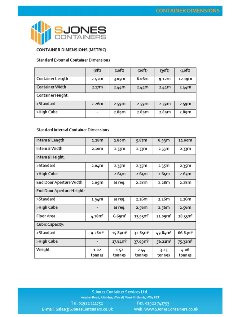 Container Dimensions Metric - DocShare.tips