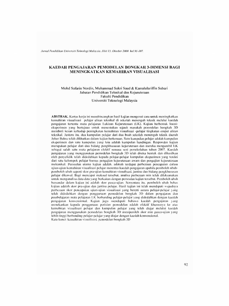 Kaedah Pengajaran Pemodelan Bongkah 3-Dimensi Bagi Meningkatkan - DocShare.tips
